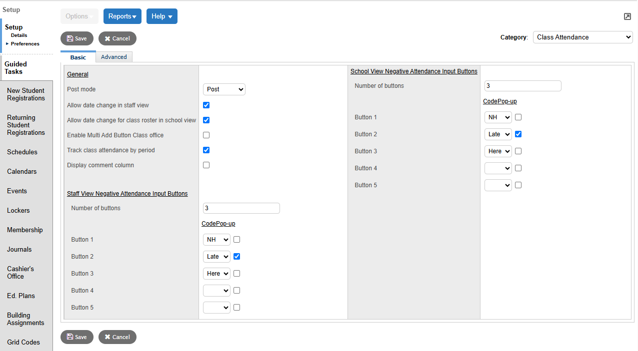 Define Student Class Attendance Preferences